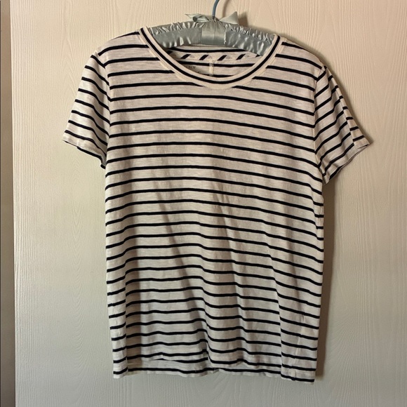 J. Crew | Tops | J Crew Factory Black And White Striped Tee Medium ...